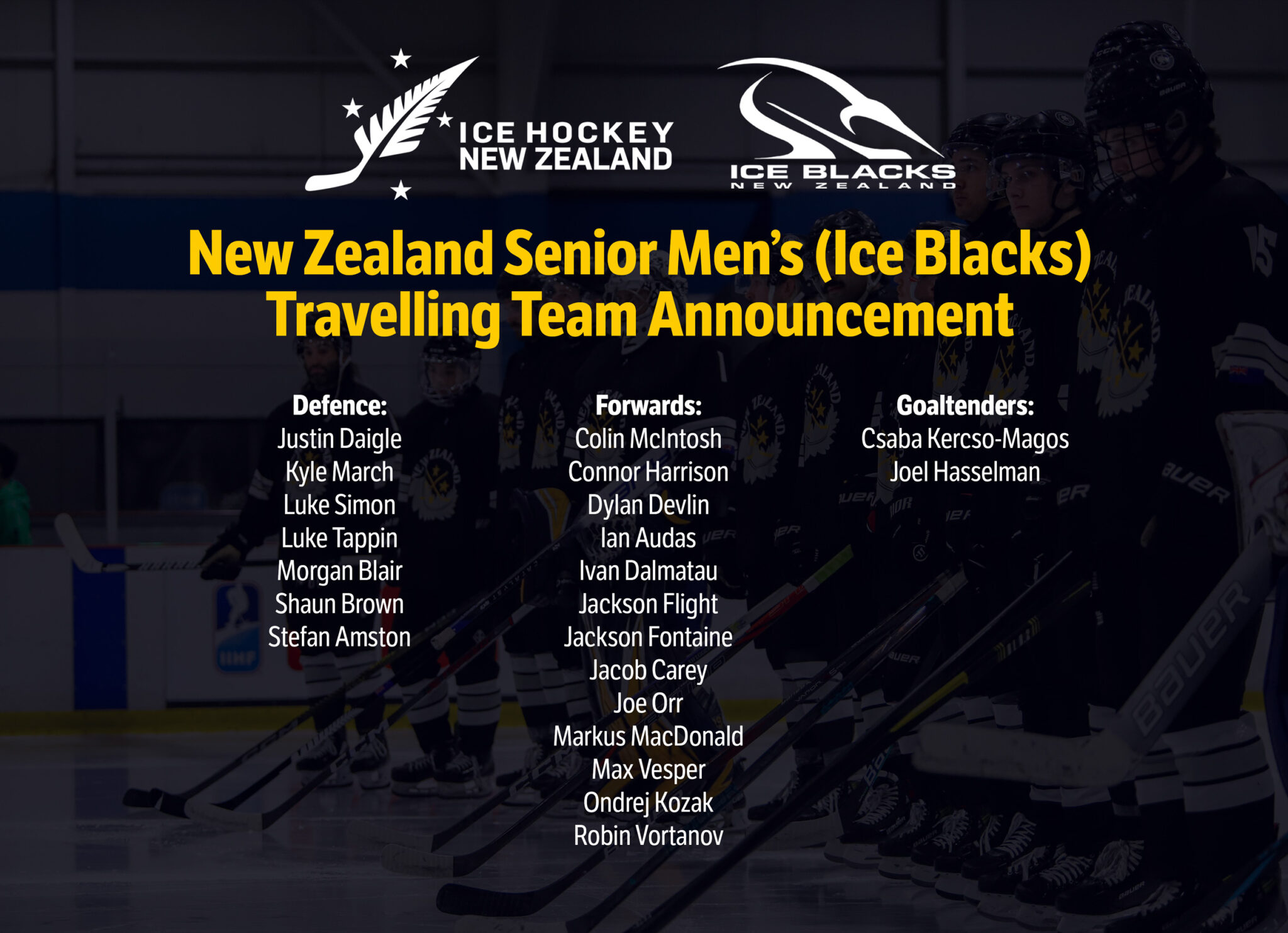 2026 New Zealand Ice Blacks Team Announcement - Ice Hockey New Zealand